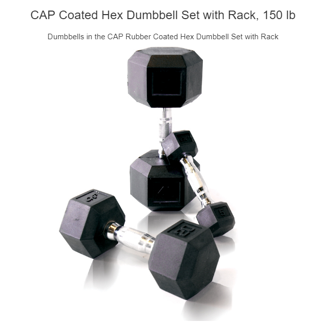 CAP Coated Hex Dumbbell Set with Rack | Dumbbells for Sale