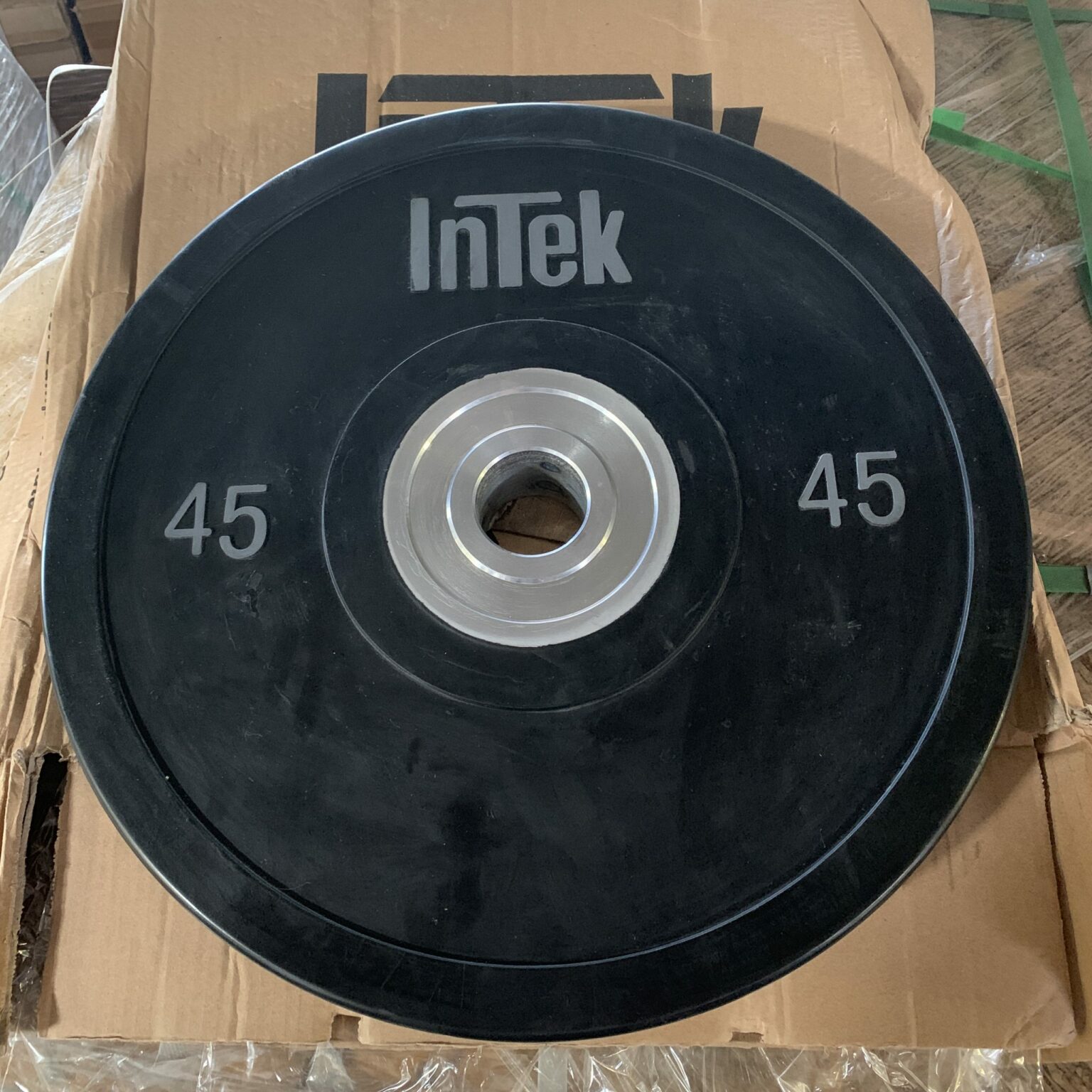 Intek Rubber Bumper Plates 45 lbs. (Set of 2) - Primo Fitness